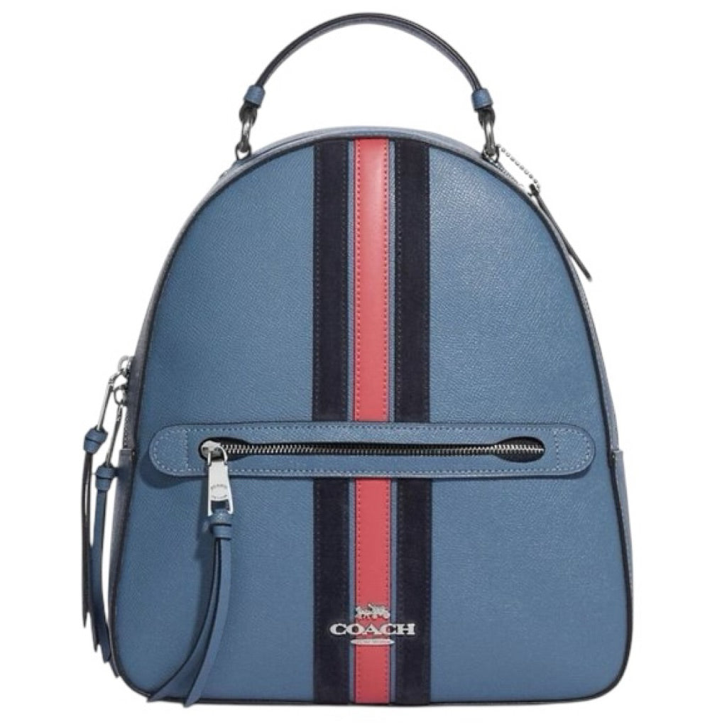 Coach CB872 Jordyn Varsity Stripe Indigo Crossgrain Leather Backpack ...